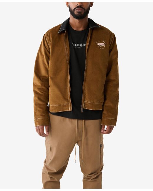 True Religion Big T Cord Bomber Jacket in Brown for Men | Lyst