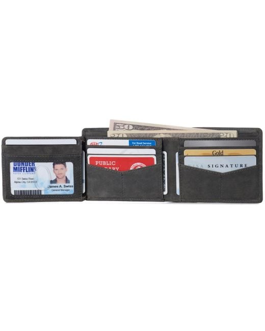 Alpine Swiss Leather Rfid Bifold Wallet 2 Id Windows Divided Bill ...