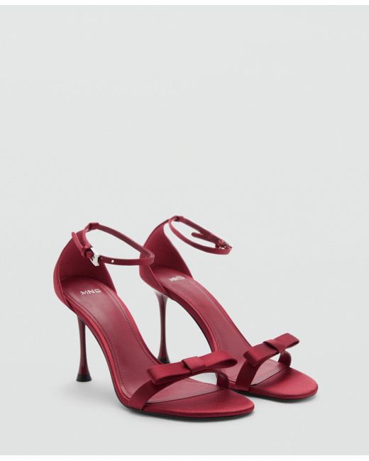 Mango Decorative Bow Heel Sandals in Pink | Lyst