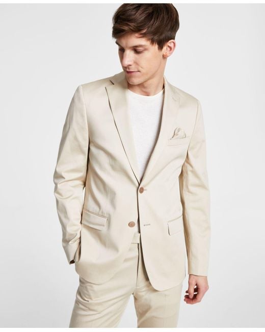 Calvin Klein Slim-fit Cotton Suit Jacket in Natural for Men | Lyst