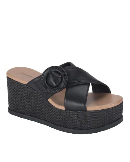 BareTraps Sydney Wedge Sandals in Black | Lyst