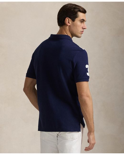 Polo Ralph Lauren Custom Slim Fit Big Pony Mesh Polo Shirt in Blue for Men | Lyst