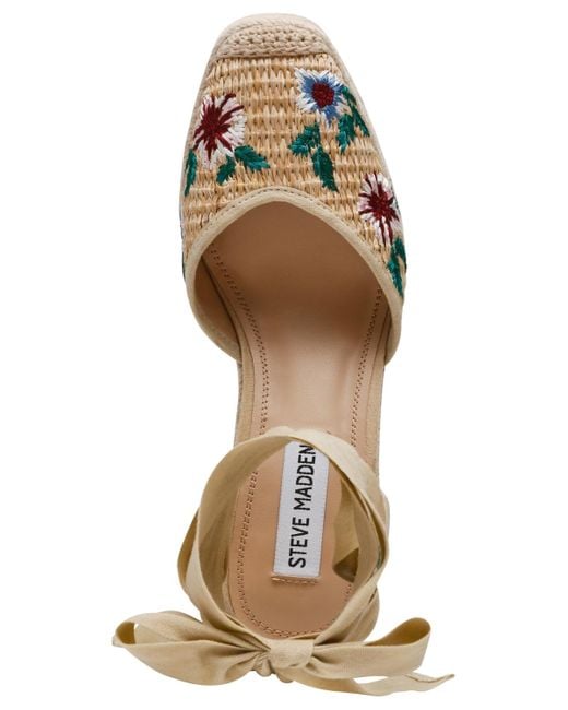 Steve Madden Vero Platform Raffia Wedge Sandals in Metallic | Lyst