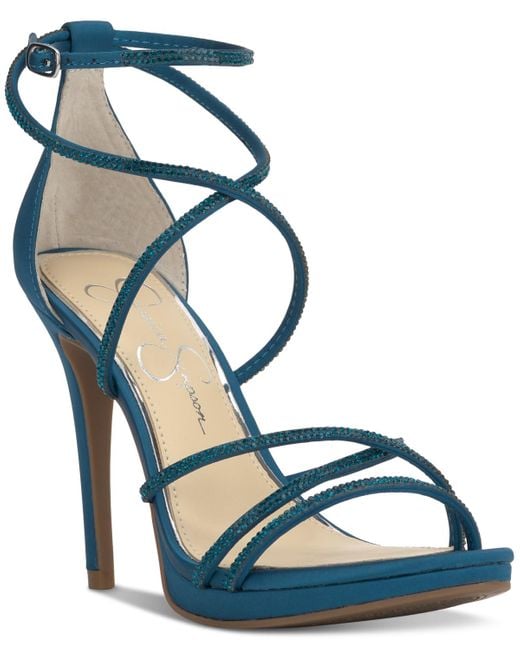 Jessica Simpson Jaeya Strappy Rhinestone High-heel Dress Sandals in ...