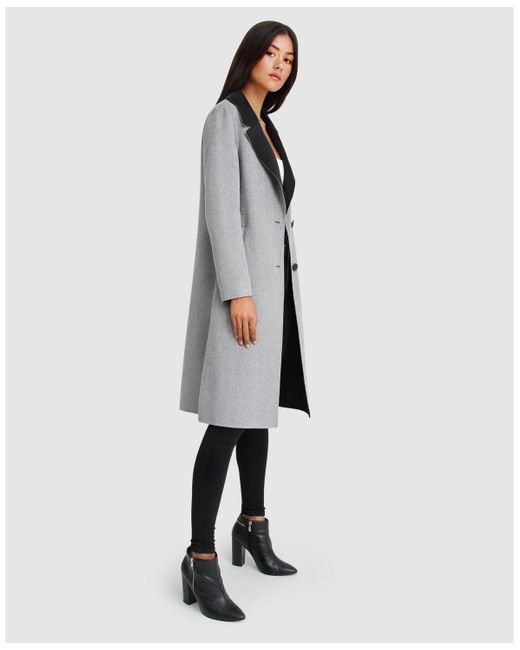 Belle & Bloom Lexington Two Tone Wool Blend Coat in Black | Lyst