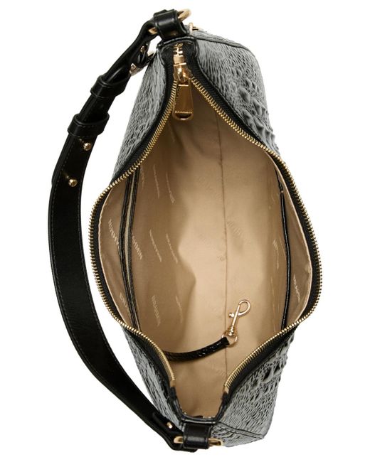 Brahmin Tabitha Kairos Embossed Leather Shoulder Bag in Black | Lyst