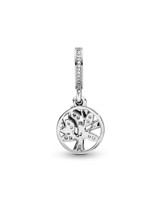 PANDORA Sparkling Family Tree Dangle Charms in White | Lyst
