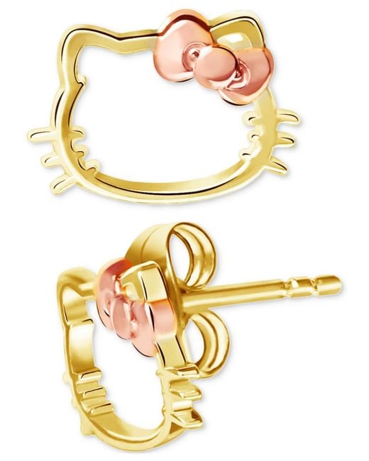 Macy's Hello Kitty Silhouette Stud Earrings in Metallic | Lyst