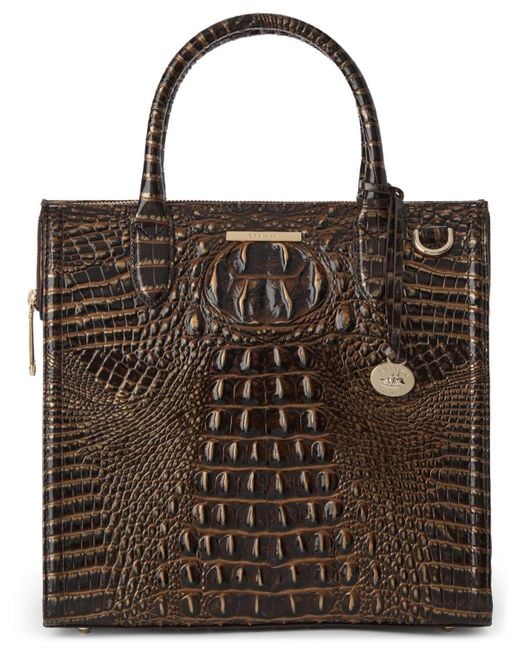 Brahmin Caroline Melbourne Embossed Leather Satchel Bag in Brown | Lyst