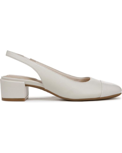 LifeStride Becoming Round Cap Toe Block Heel Slingback Pumps in White ...