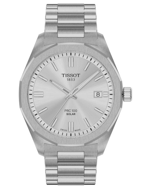 Tissot Swiss Prc 100 Solar Quartz Stainless Steel Bracelet Watch 39mm ...