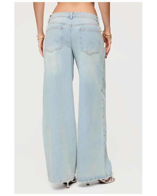Edikted Teela Lacey Low Rise Carpenter Jeans in Blue | Lyst