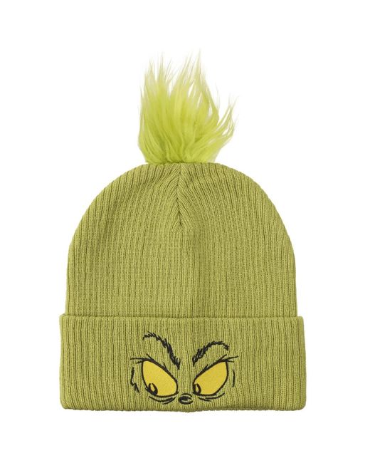The Grinch Grinch Eyes Embroidery And Faux Hair Acrylic Knit Cuff ...