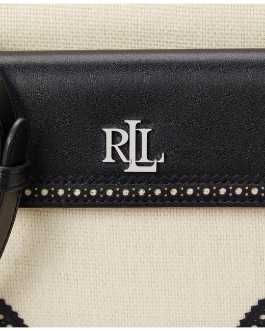 Ralph Lauren Straw & Leather Small Marcy Camera Bag in Black | Lyst
