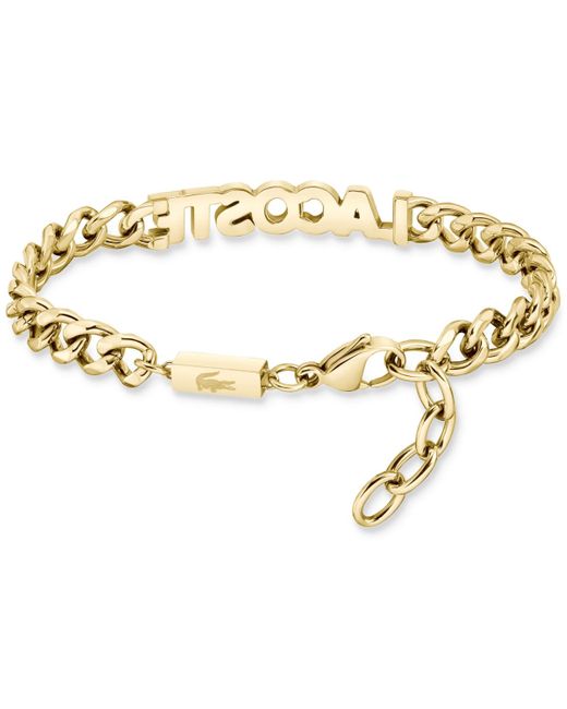 Lacoste Tone Green Logo Script Chain Bracelet in Metallic | Lyst