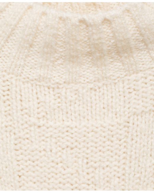 Mango Perkins Neck Chunky Knit Sweater in White | Lyst