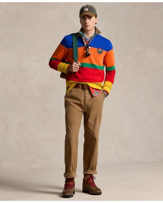 Polo Ralph Lauren Classic-fit Striped Fleece Rugby Shirt in Blue for ...