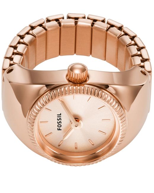 Fossil Ring Watch Two-hand Stainless Steel Bracelet Watch in Pink | Lyst
