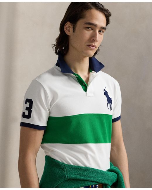 Polo Ralph Lauren Custom Slim Fit Big Pony Mesh Polo Shirt in Green for Men | Lyst