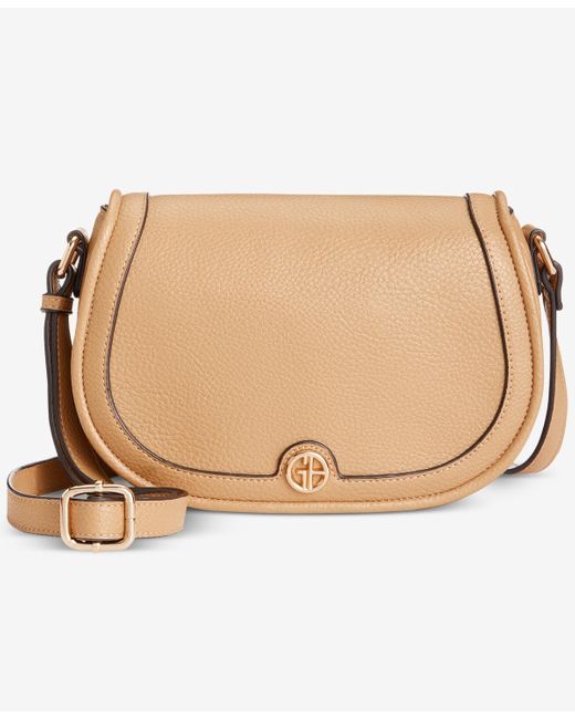 Giani Bernini Pebbled Small Saddle Crossbody in Natural | Lyst