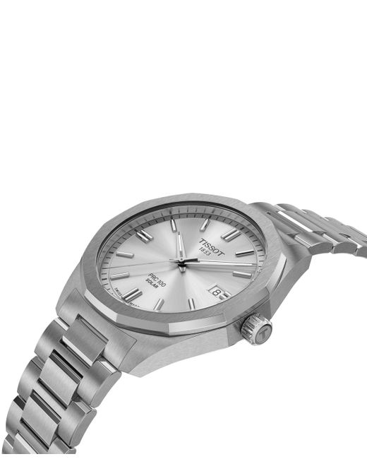 Tissot Swiss Prc 100 Solar Quartz Stainless Steel Bracelet Watch 39mm ...