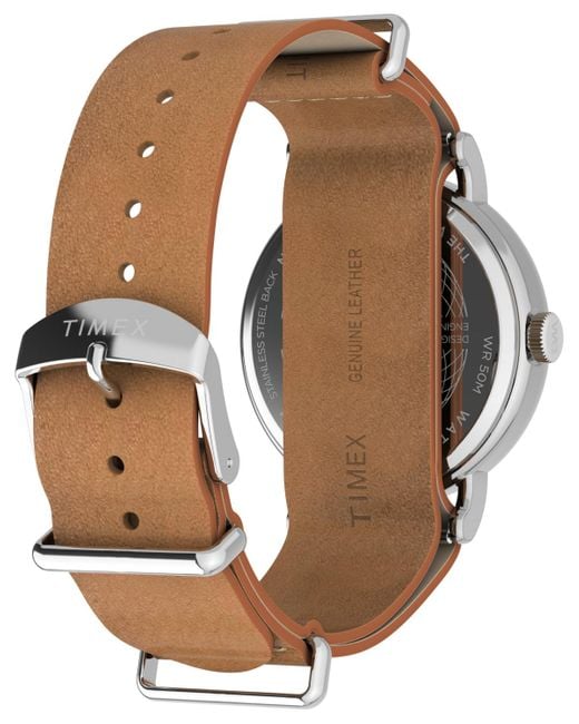 Timex Analog Leather Strap Watch in Blue for Men | Lyst