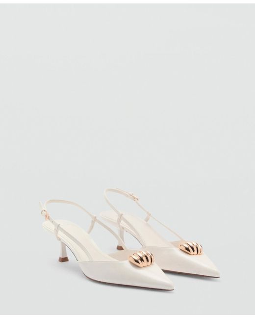 Mango Metallic Detail High Heel Shoes in Natural | Lyst
