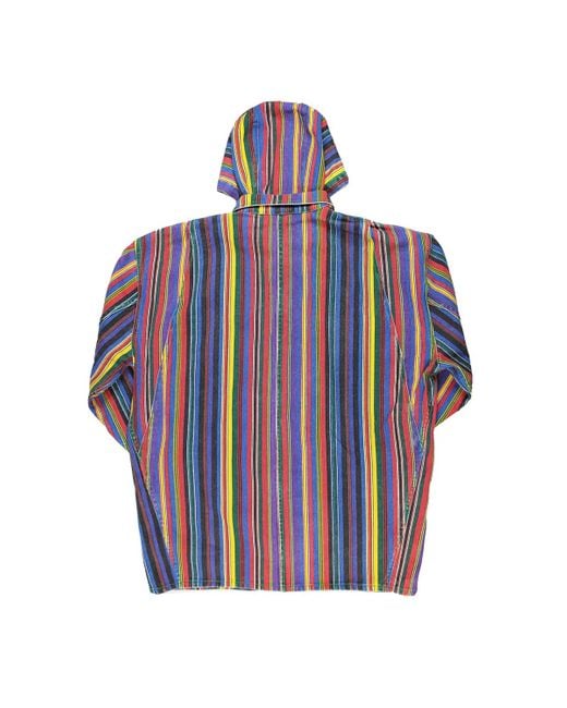 Cross Colours Stripe Hooded Barn Jacket in Blue for Men | Lyst