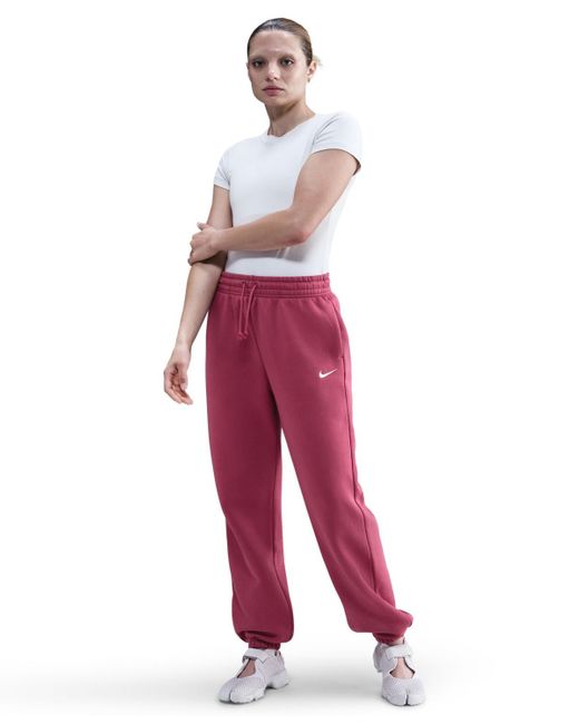 Nike Sportswear Phoenix Fleece High-rise Oversized Sweatpants in Red | Lyst