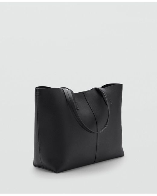 Mango Double Handle Shopper Bag in Black | Lyst