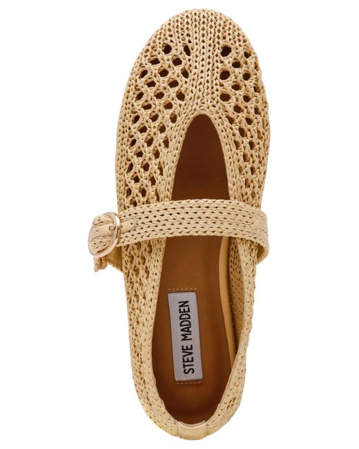 Steve Madden Alara Raffia Mary Jane Flats in Natural | Lyst