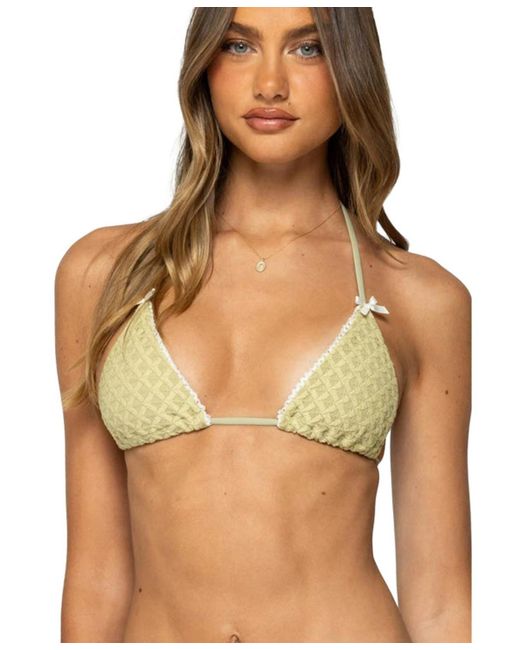 Edikted Anna Textured Triangle Bikini Top in Green | Lyst