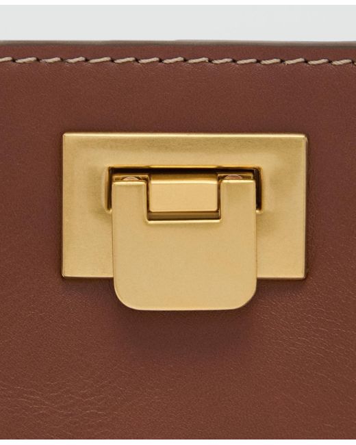 Mango Rear Padlock Mini-shopper Bag in Brown | Lyst