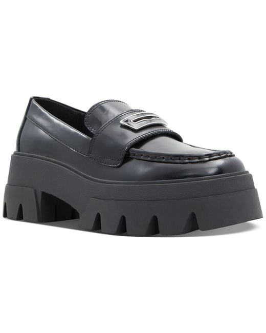 ALDO Leather Grandwalk Heavy Lug Sole Loafers in Black | Lyst