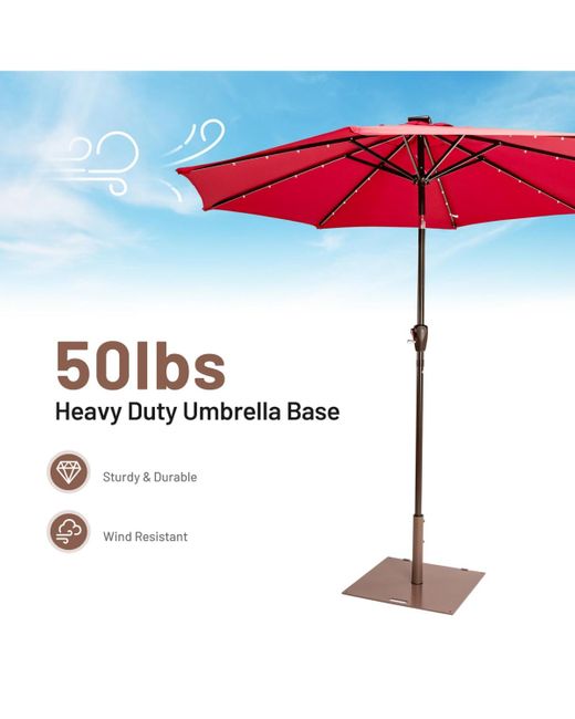 Gymax Square Weighted Patio Umbrella Base Stand 50 Lbs Outdoor W/ 3 ...