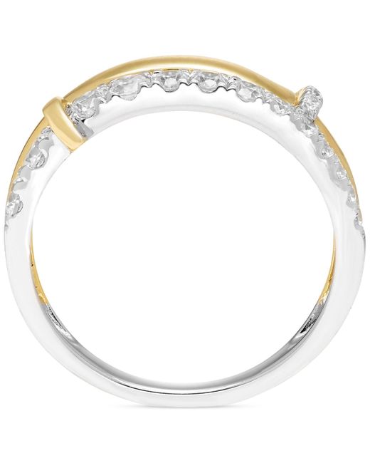 Macy's Diamond Split Double Row Band (1/2 Ct. T.w. in Metallic | Lyst