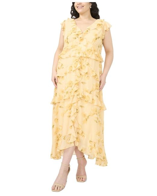 Msk Plus Size Ruffle Trim V-neck Dress in Metallic | Lyst