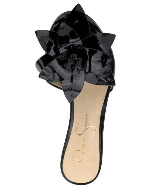 Jessica Simpson Percia Flower High-heel Dress Mules in Black | Lyst