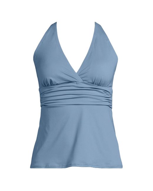 Lands' End Dd-cup V-neck Plunge X Back Tankini Top in Blue | Lyst