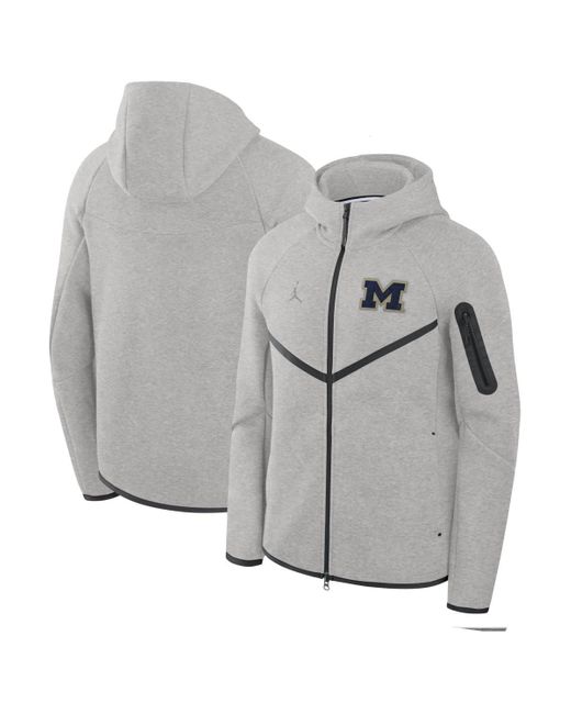 Nike Michigan Wolverines Tech Fleece Full-zip Windrunner Hoodie in Gray ...