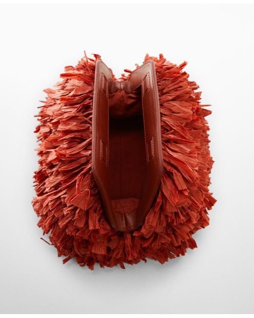 Mango Fringed Clutch Bag in Red | Lyst