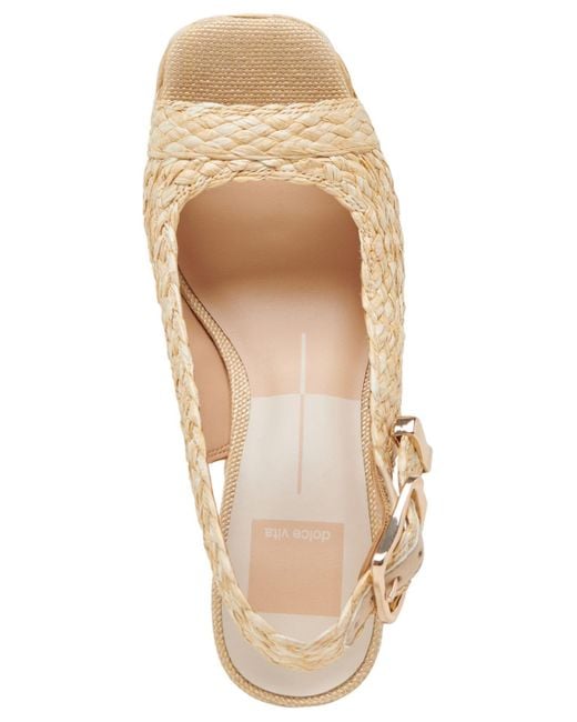Dolce Vita Flores Platform Raffia Slingback Dress Sandals in Natural | Lyst
