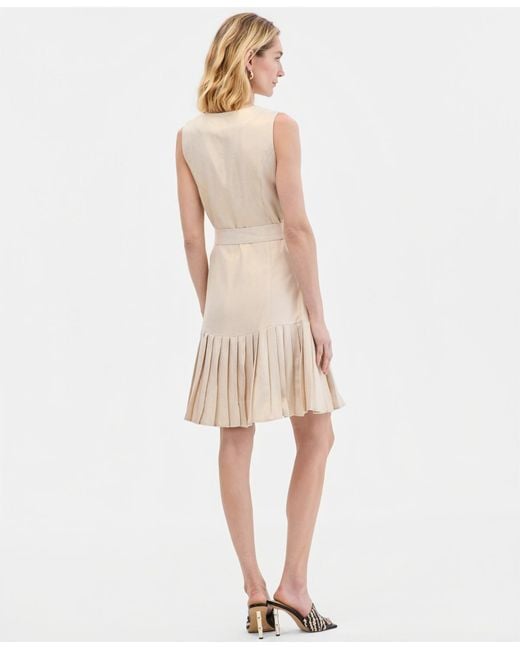 INC International Concepts Sleeveless Linen-blend Dress in Natural | Lyst