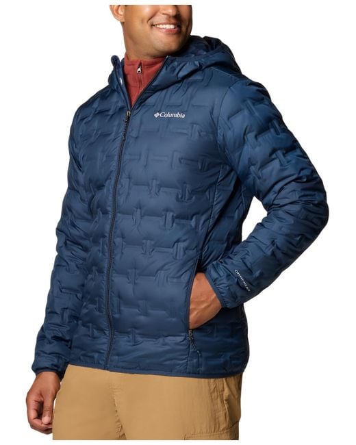 Columbia Delta Ridge Ii Down Zip-front Hooded Jacket in Blue for Men | Lyst