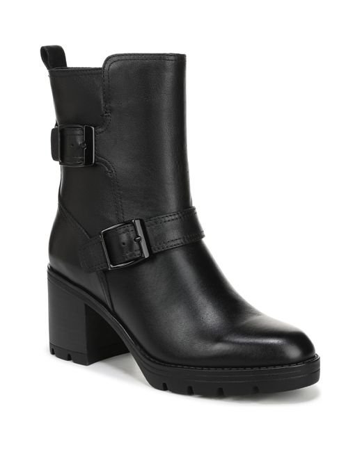 Naturalizer Vail Block Heel Moto Booties in Black | Lyst