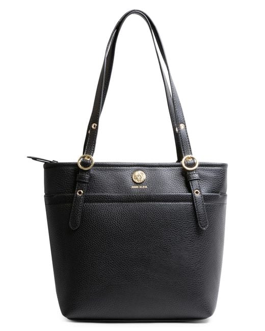 Anne Klein Classic Pocket Tote Bag in Black | Lyst