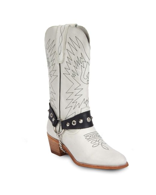 Urbnkicks Cowboy Leather Boots By Urbn Kicks in White | Lyst