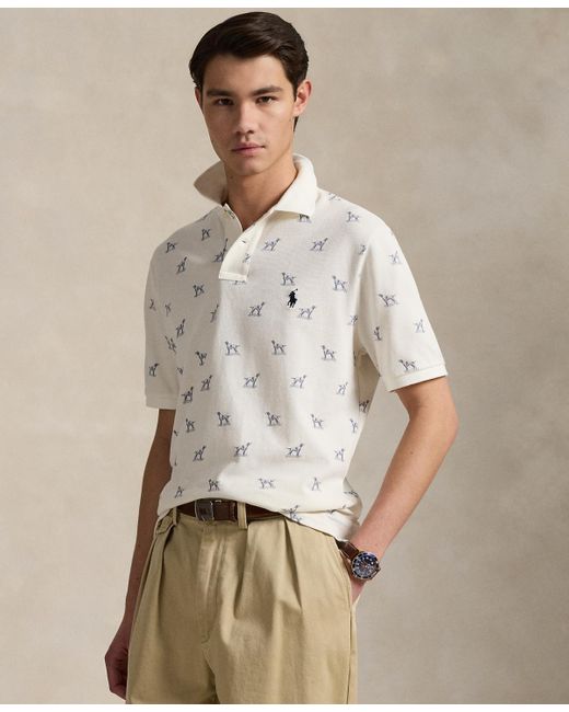 Polo Ralph Lauren Classic-fit Dog-print Mesh Polo Shirt in Natural for ...