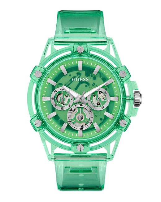 Guess Multi-function Rubber Watch in Green for Men | Lyst