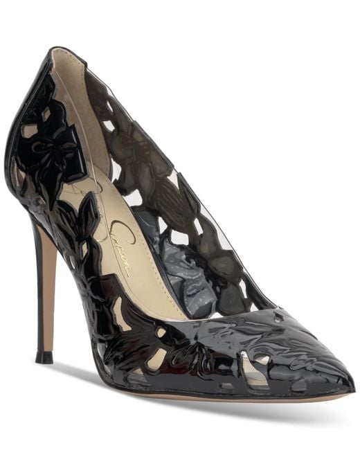 Jessica Simpson Erinia Cutout Floral Pumps in Black | Lyst